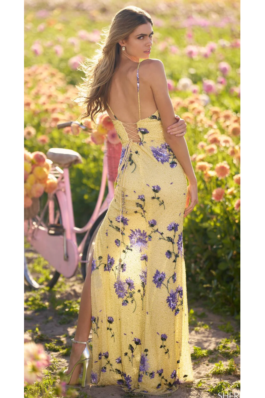 The Sherri Hill Yellow/Purple Floral Embellished Gown – Cason Couture