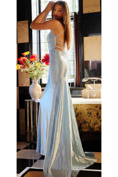 The Jovani 23010 Light Blue Jewel Embellished Trumpet Gown – Cason Couture