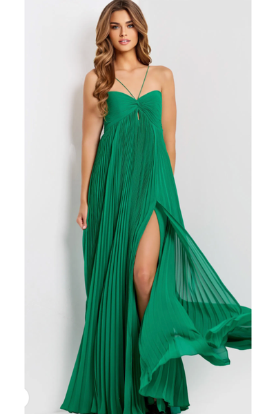The Jovani 47820 Green Pleated Chiffon Gown – Cason Couture