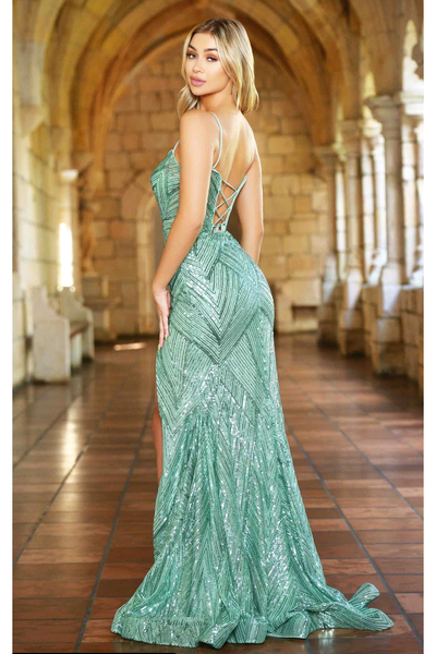 The Meghan Mint Sequin Embellished Gown – Cason Couture